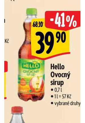 Hello Ovocný sirup • 0,7 l v akci | AkcniCeny.cz