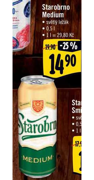 ARCHIV | Starobrno Medium světlý ležák, 0,5 l v akci platné do: 22.2. ...
