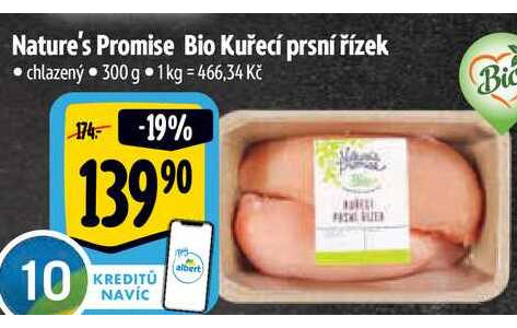 Nature's Promise Bio Kuřecí prsní řízek, 300 g v akci | AkcniCeny.cz