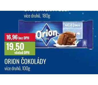 ORION ČOKOLÁDY více druhů, 100g v akci | AkcniCeny.cz