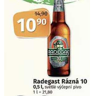 ARCHIV | Radegast Rázná 10 0,5l, svetlé výčepni pivo v akci platné do ...