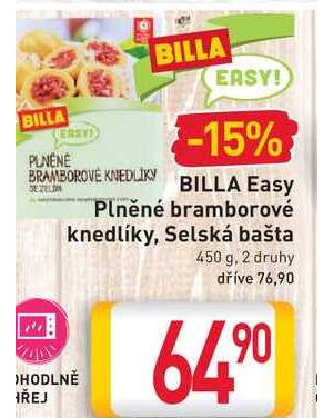 ARCHIV | BILLA Easy Plněné bramborové knedlíky 450 g, 2 druhy v akci ...