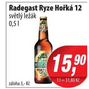 ARCHIV | Radegast Ryze Hořká 12 světlý ležák 0,5l v akci platné do: 19. ...