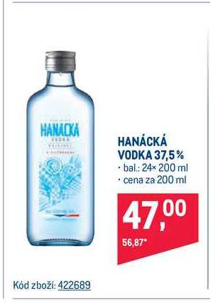 HANÁCKÁ VODKA 37,5% 200 ml v akci | AkcniCeny.cz