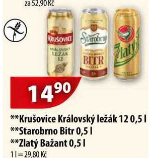 ARCHIV | Krušovice Královský ležák 12, Starobrno Bitr, 0,5 l v akci ...