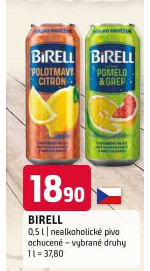 Birell nealkoholické pivo ochucené vybrané druhy 0,5l v akci | AkcniCeny.cz