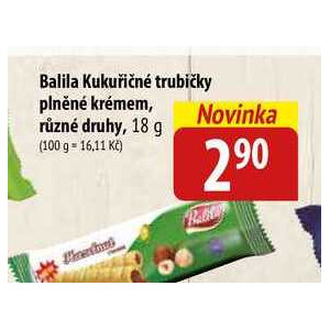 Balila Kukuřičné trubičky plněné krémem, Novinka různé druhy, 18 g v ...