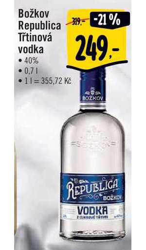 ARCHIV | Božkov Republica Třtinová vodka, 0,7 l v akci platné do: 20.12 ...
