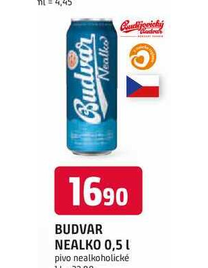 Budweiser Budvar nealkoholické pivo (plechovka) 0.5l v akci | AkcniCeny.cz