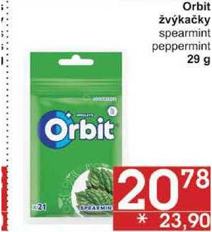 Orbit žvýkačky spearmint, 29 g v akci | AkcniCeny.cz