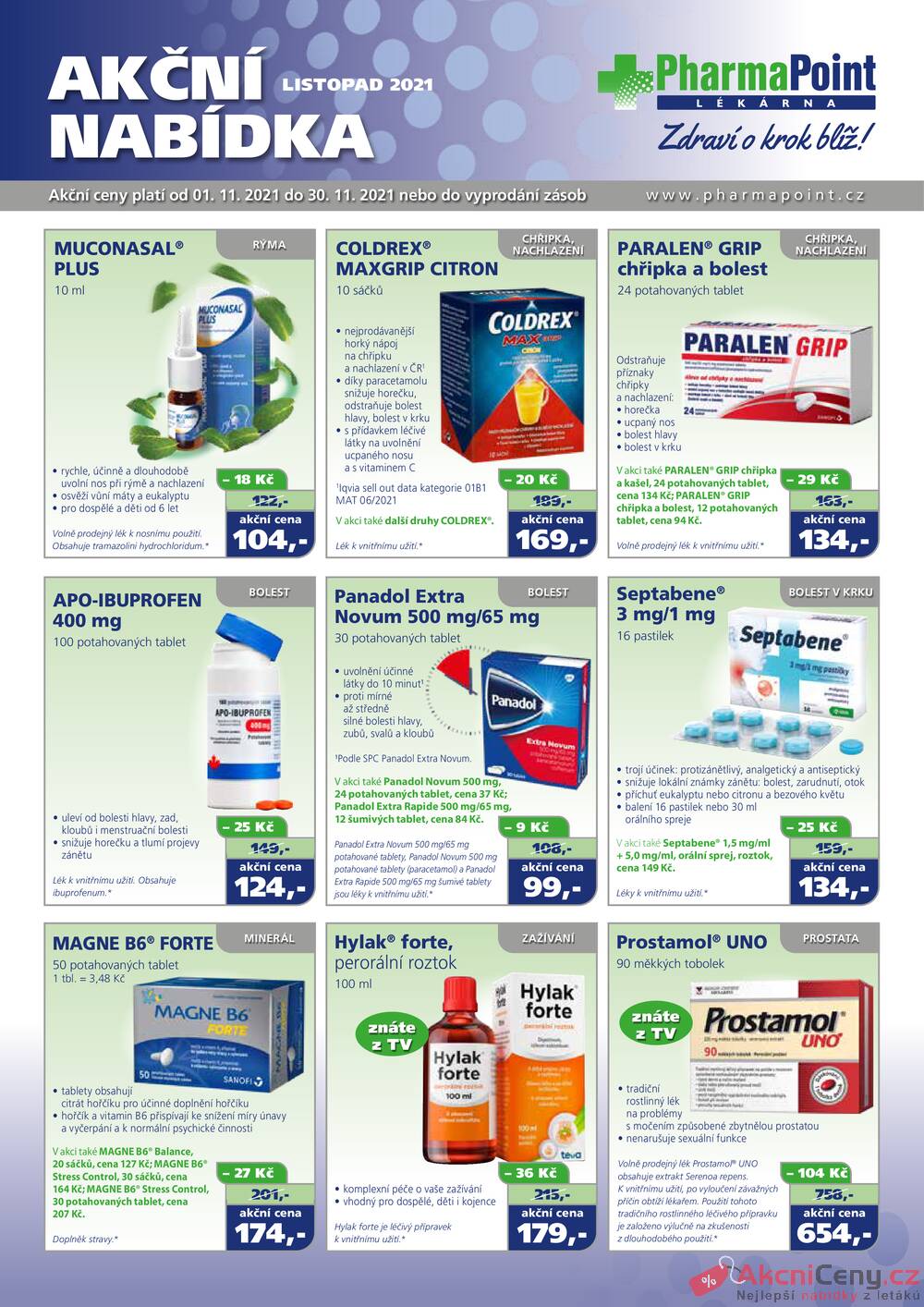 Leták Pharma Point bez přepisu od 1.11. do 30.11.2021 | AkcniCeny.cz