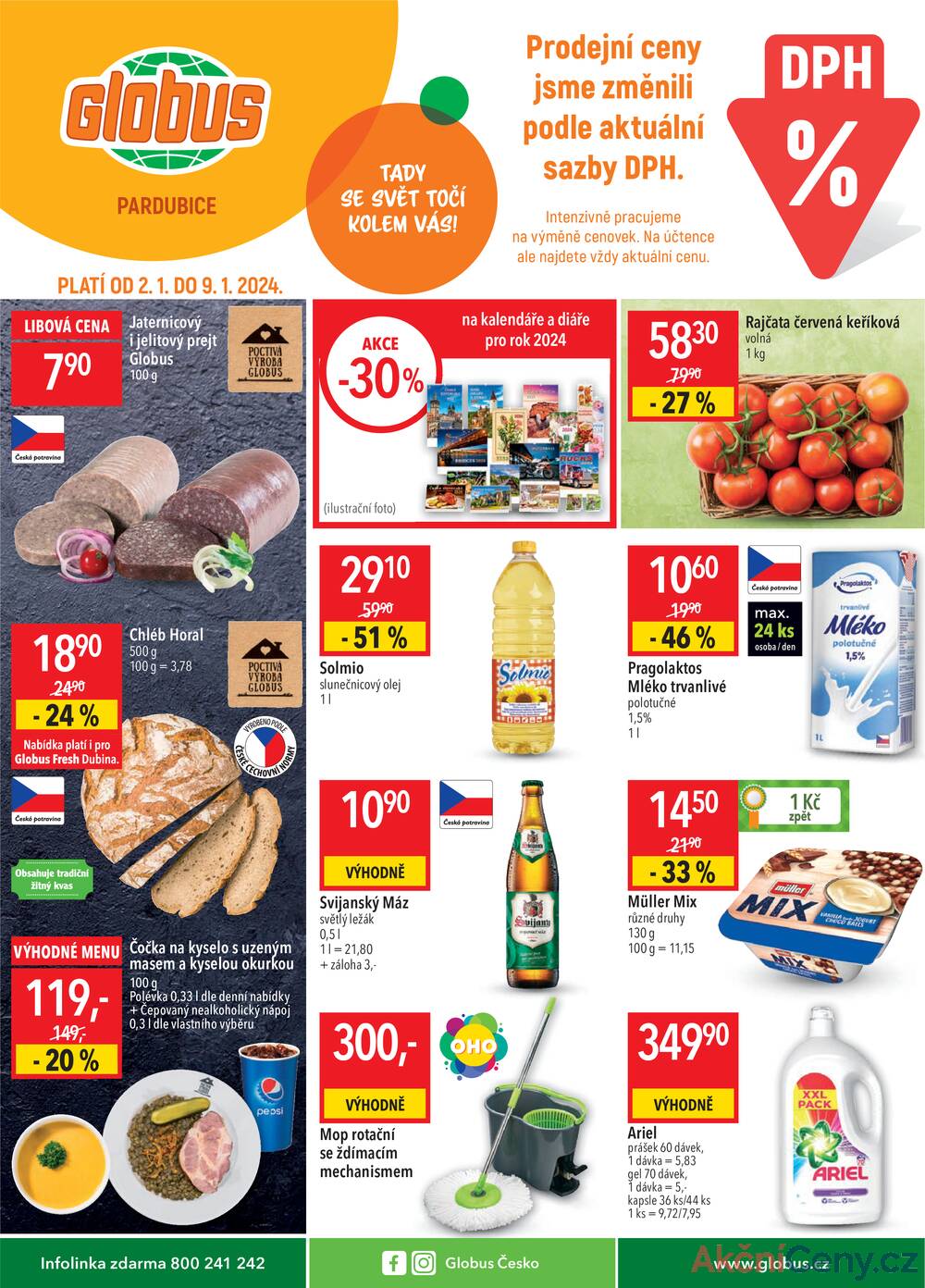 Leták Globus Pardubice 2.1. - 9.1. - 1.strana | AkcniCeny.cz