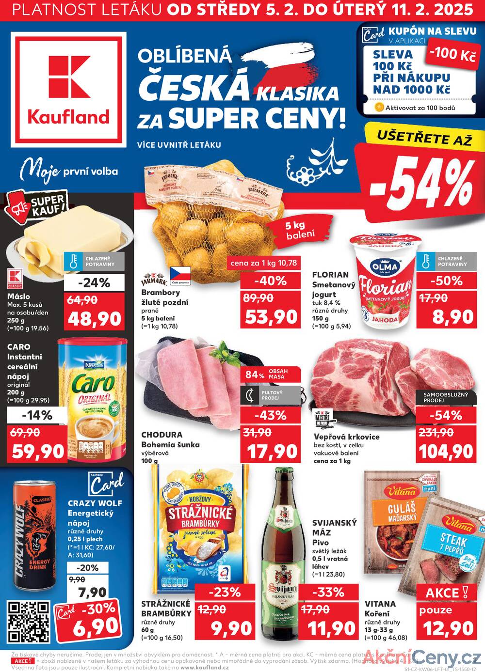 Leták Kaufland 5.2. - 11.2. - Kaufland - Praha 5 (Stodůlky) - 1.strana | AkcniCeny.cz