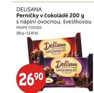 Delisana Perníčky v čokoládě 200 g s náplní ovocnou, švestkovou v akci ...