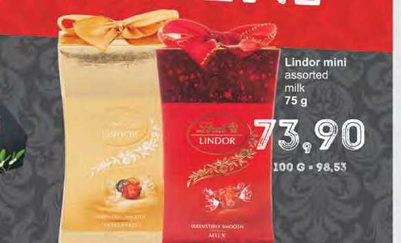 Lindor mini assorted milk 75 g v akci | AkcniCeny.cz