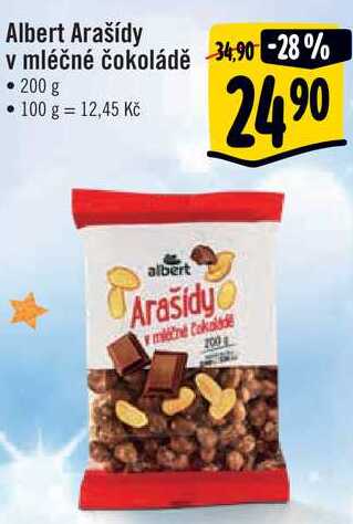 Albert Arašídy v mléčné čokoládě, 200 g v akci | AkcniCeny.cz
