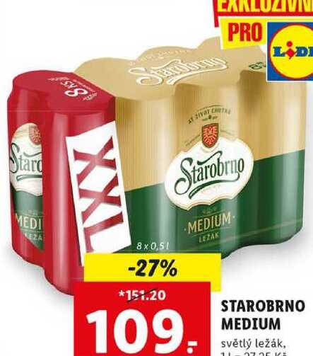 ARCHIV | STAROBRNO MEDIUM světlý ležák, 8x 0,5 l v akci platné do: 24. ...