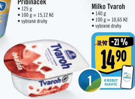 Milko Tvaroh, 140 g v akci | AkcniCeny.cz
