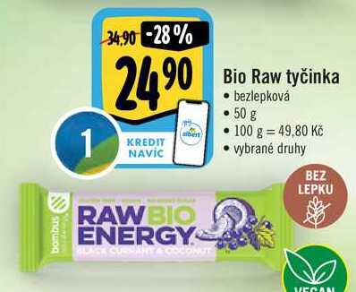 ARCHIV | Bio Raw tyčinka bezlepková, 50 g v akci platné do: 15.2.2022 ...