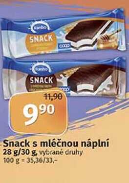 ARCHIV | Coop Snack s mléčnou náplní 28 g/30g, vybrané druhy v akci ...