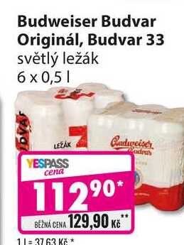 ARCHIV | Budweiser Budvar Originál, Budvar 33 světlý ležák 6 x 0,5l v ...