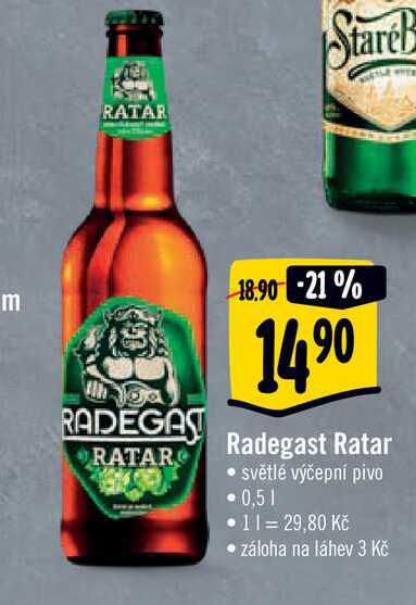 ARCHIV | Radegast Ratar 0,5 l v akci platné do: 8.3.2022 | AkcniCeny.cz