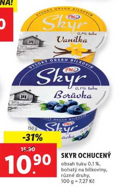 SKYR OCHUCENÝ obsah tuku 0,1%, bohatý na bílkoviny, různé druhy, 150 g ...