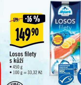 Losos filety s kůží 450 g v akci | AkcniCeny.cz