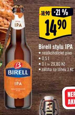 ARCHIV | Birell stylu IPA nealkoholické pivo, 0,5 l v akci platné do ...