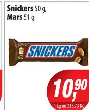 Snickers 50 g, Mars 51 g v akci | AkcniCeny.cz