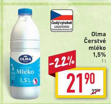 Olma Čerstvé mléko 1,5% 11 v akci | AkcniCeny.cz