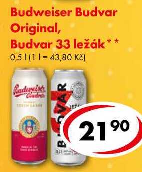 Budweiser Budvar 33 ležák, 0,5 l v akci | AkcniCeny.cz