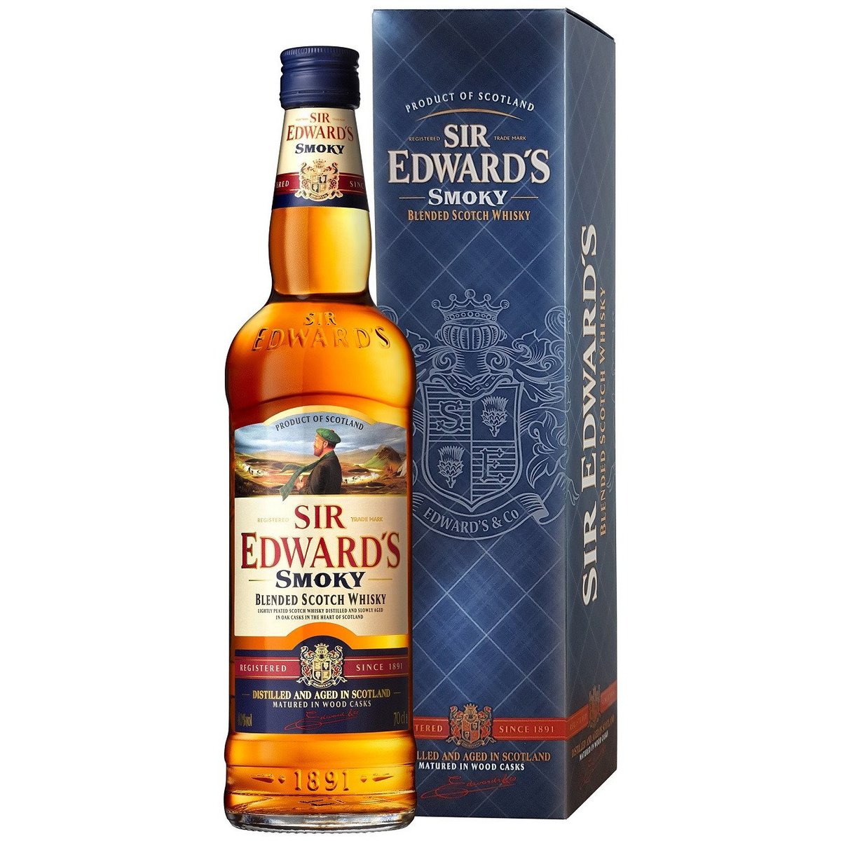 Sir Edward´s Smoky Blended Scotch Whisky 40% dárkové balení v akci ...
