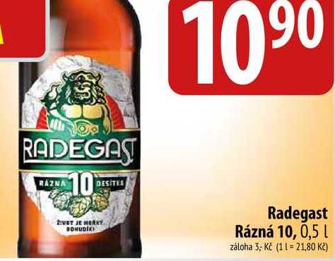 Radegast Rázná 10 0,5l (sklo) v akci | AkcniCeny.cz