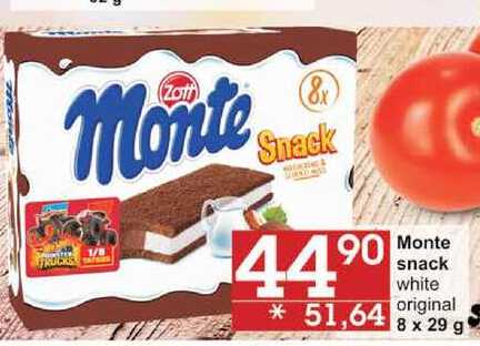 Monte Snack 8x 29 g 2 druhy v akci | AkcniCeny.cz