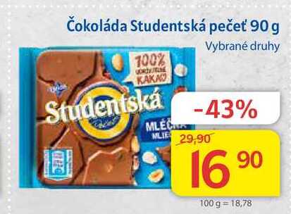 Orion Studentská pečeť Čokoláda 90 g v akci | AkcniCeny.cz