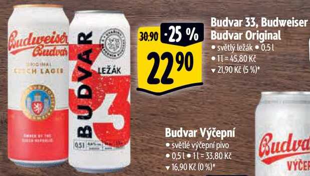 Budvar Výčepní, 0,5 l v akci Albert | AkcniCeny.cz