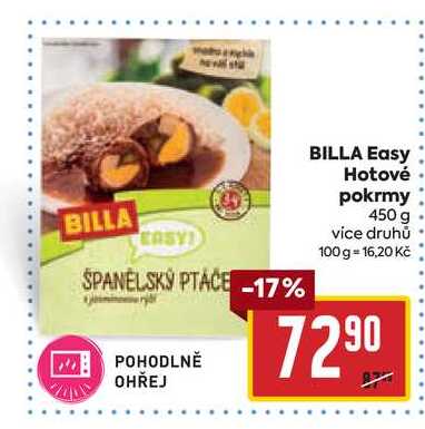 ARCHIV | BILLA Easy Vepřové výpečky se špenátem 450 g v akci platné do ...