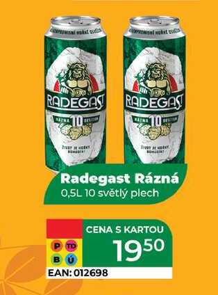 Radegast Ryze Hořká 12, světlý ležák 0,5l v akci | AkcniCeny.cz
